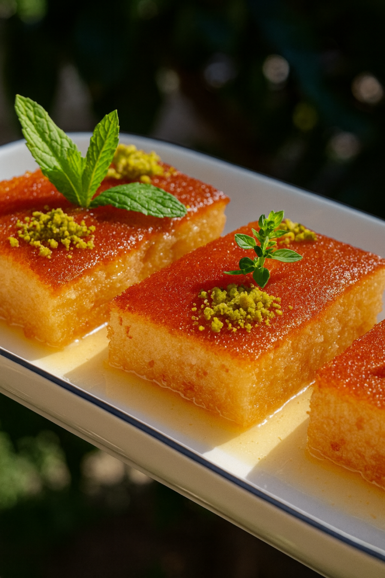 Greek Samali Syrup Cake with Mastiha – Traditional Semolina Dessert Recipe