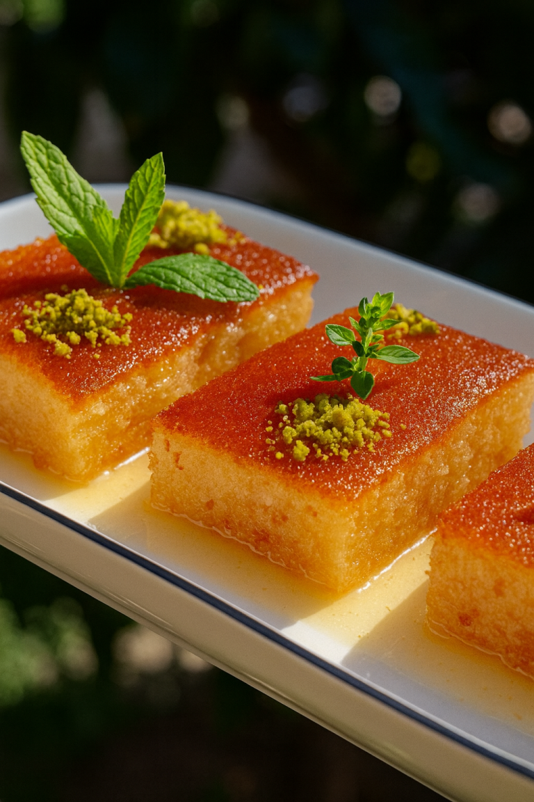 Greek Samali Syrup Cake with Mastiha – Traditional Semolina Dessert Recipe